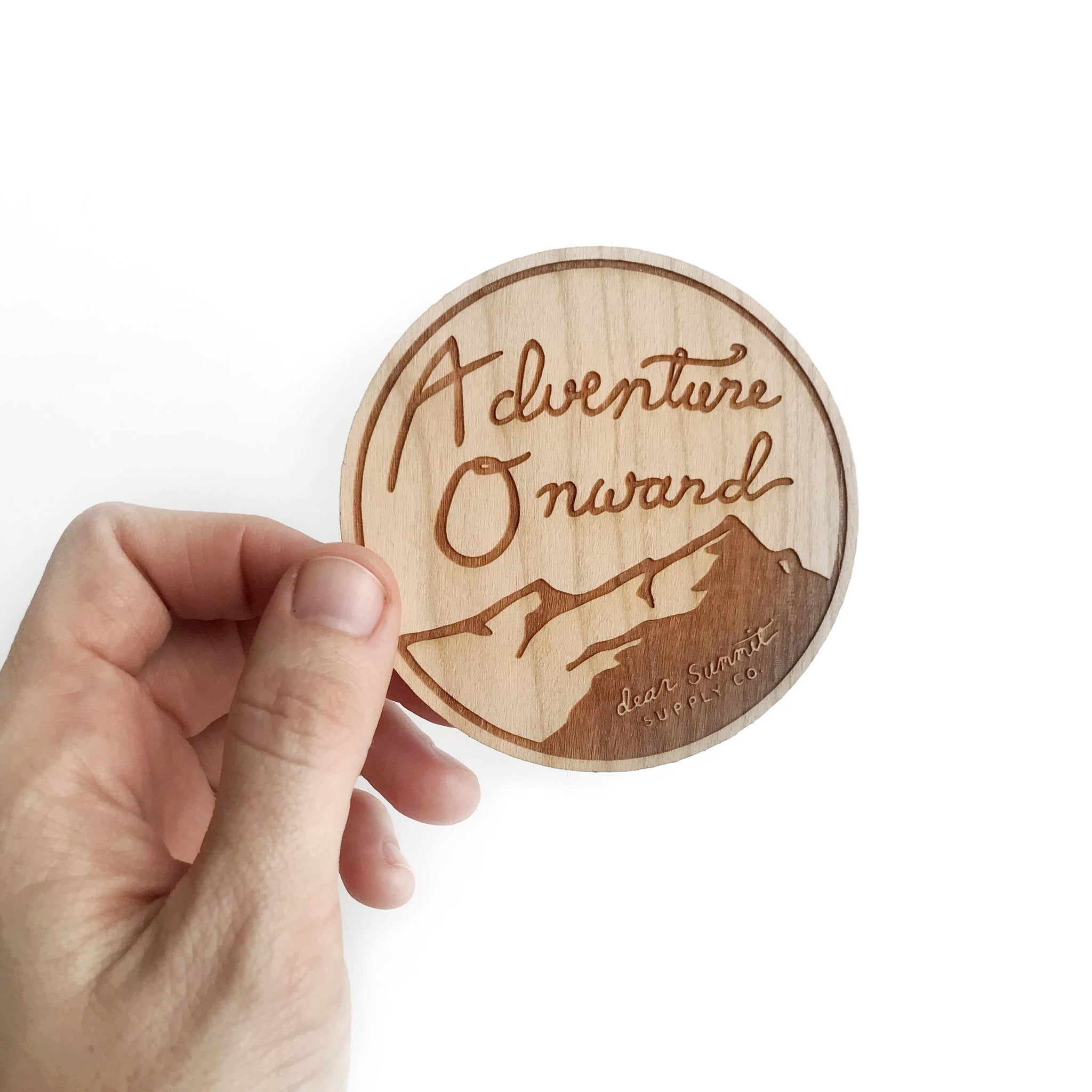 Adventure Onward Wooden Sticker